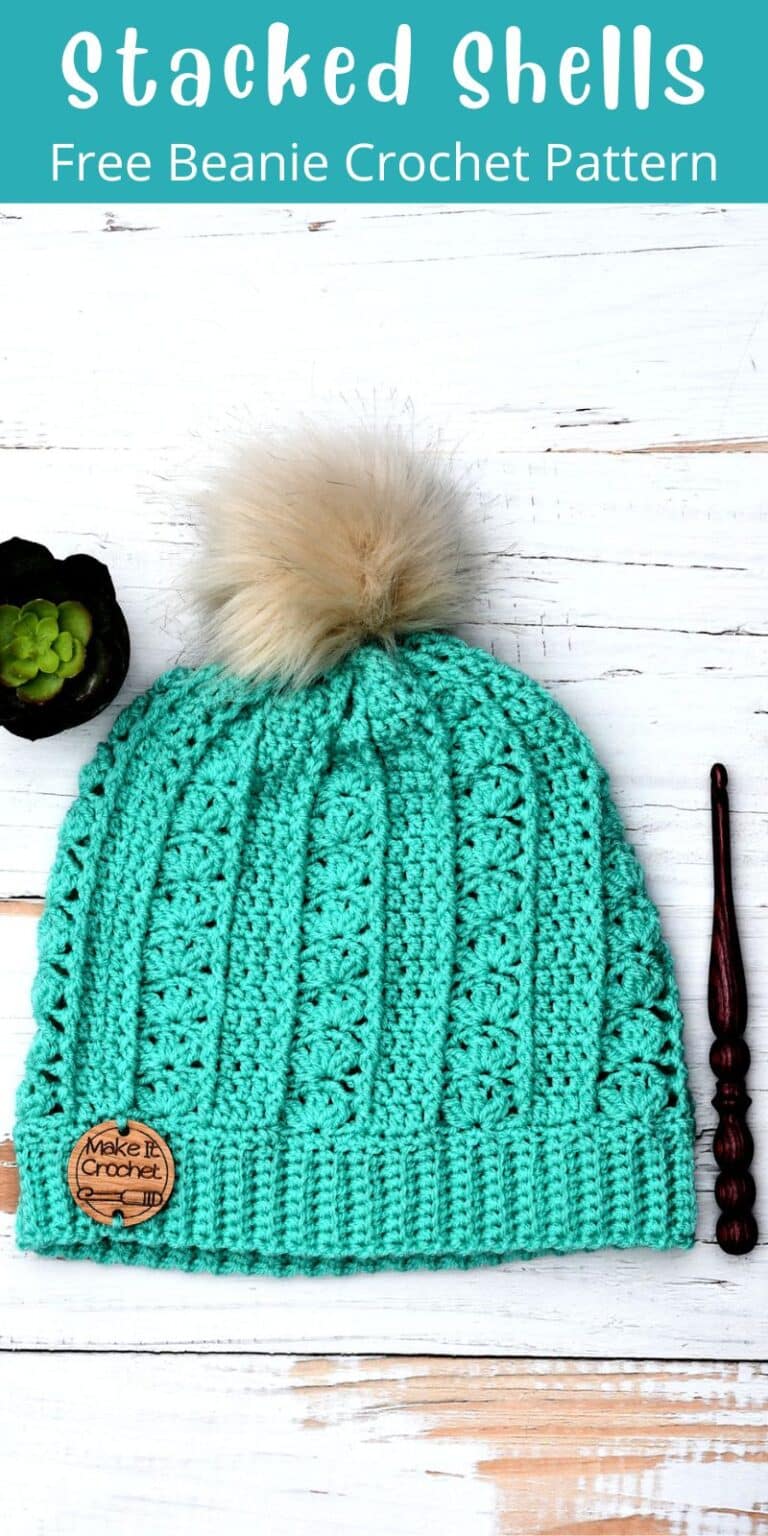Stacked Shells Free Beanie Crochet Pattern - Make It Crochet