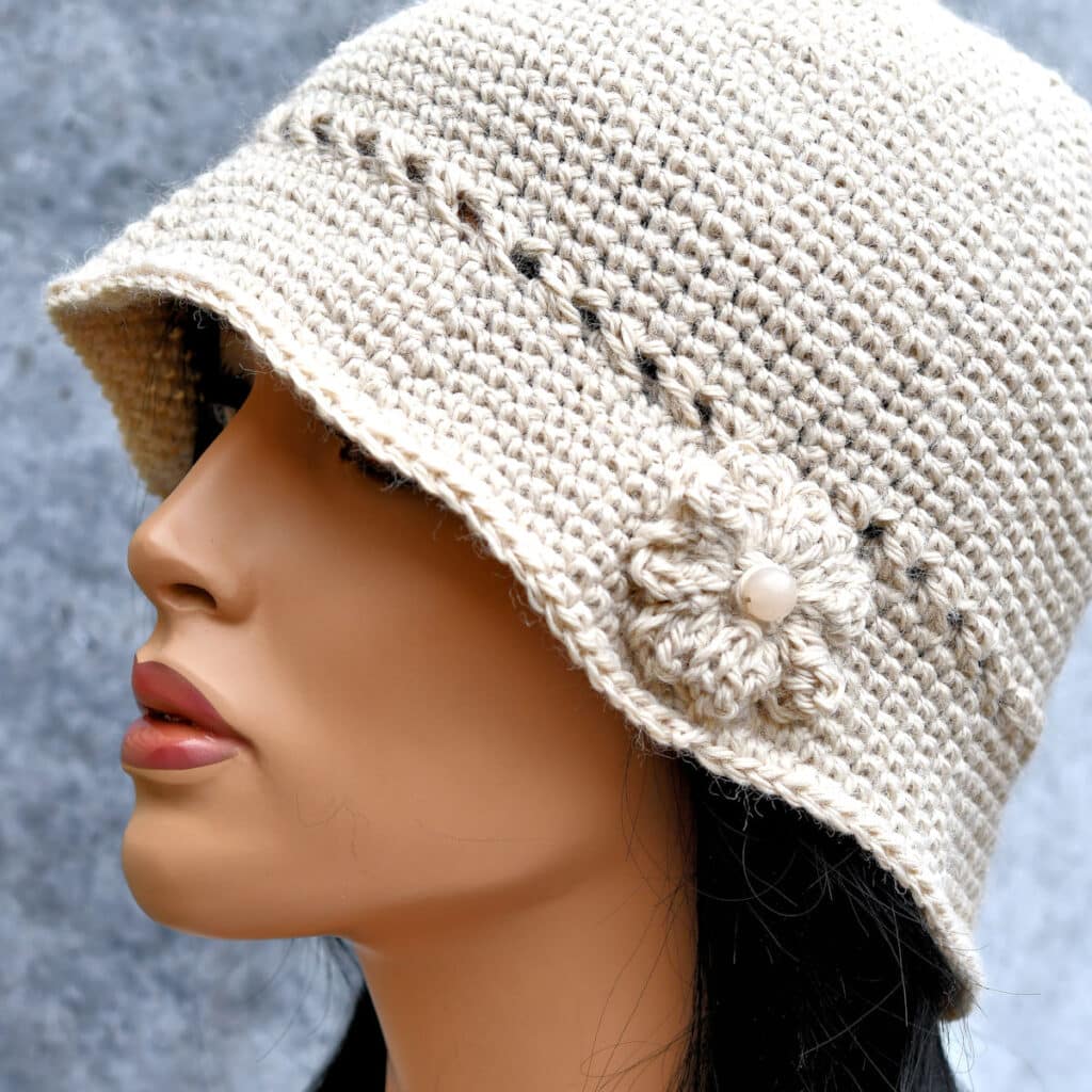 Crochet Womens Hat Flower Cloche - Make It Crochet