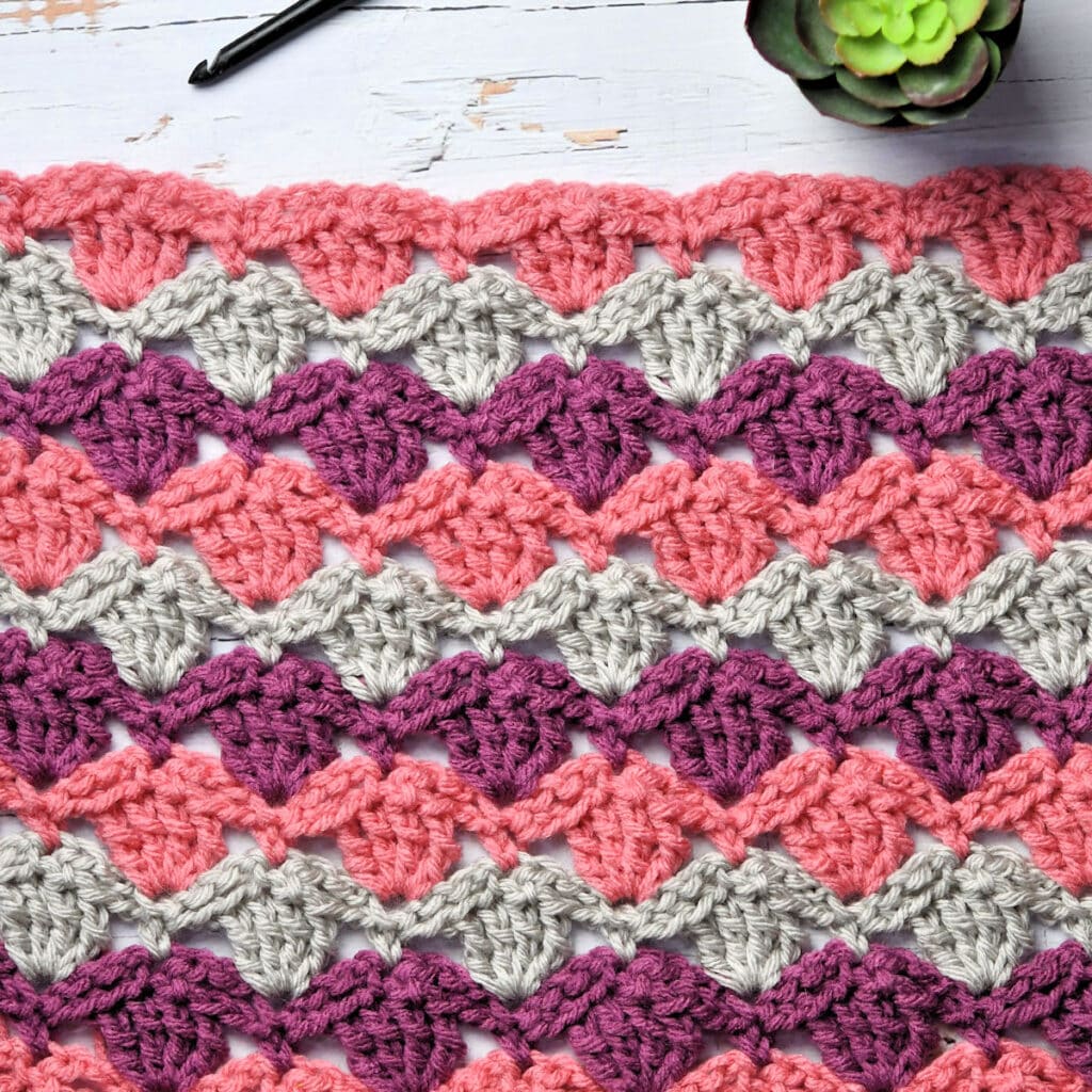 Striped Fans Afghan Throw Free Crochet Pattern - Make It Crochet