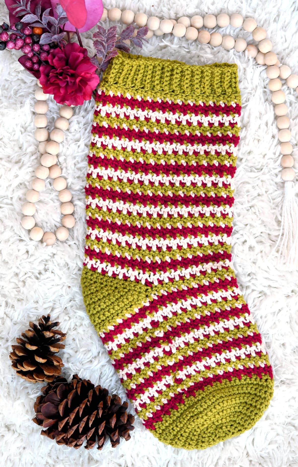 Faux Fair Isle Christmas Stocking Free Crochet Pattern - Make It Crochet